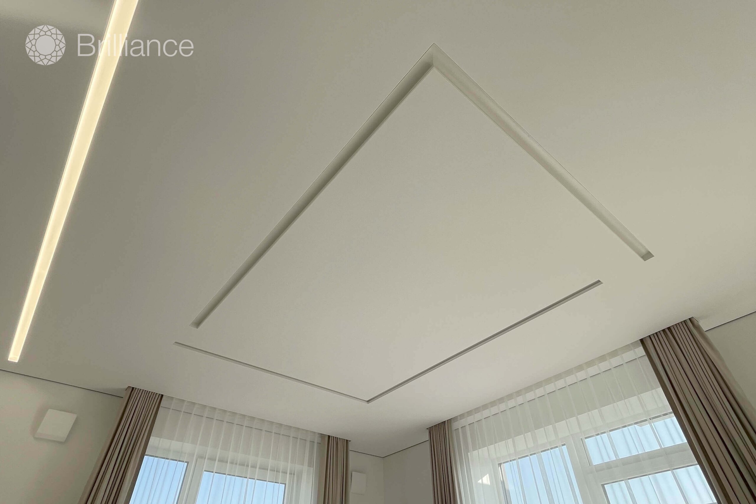 Slott LED lines on a matte stretch ceiling in the kitchen • project ...